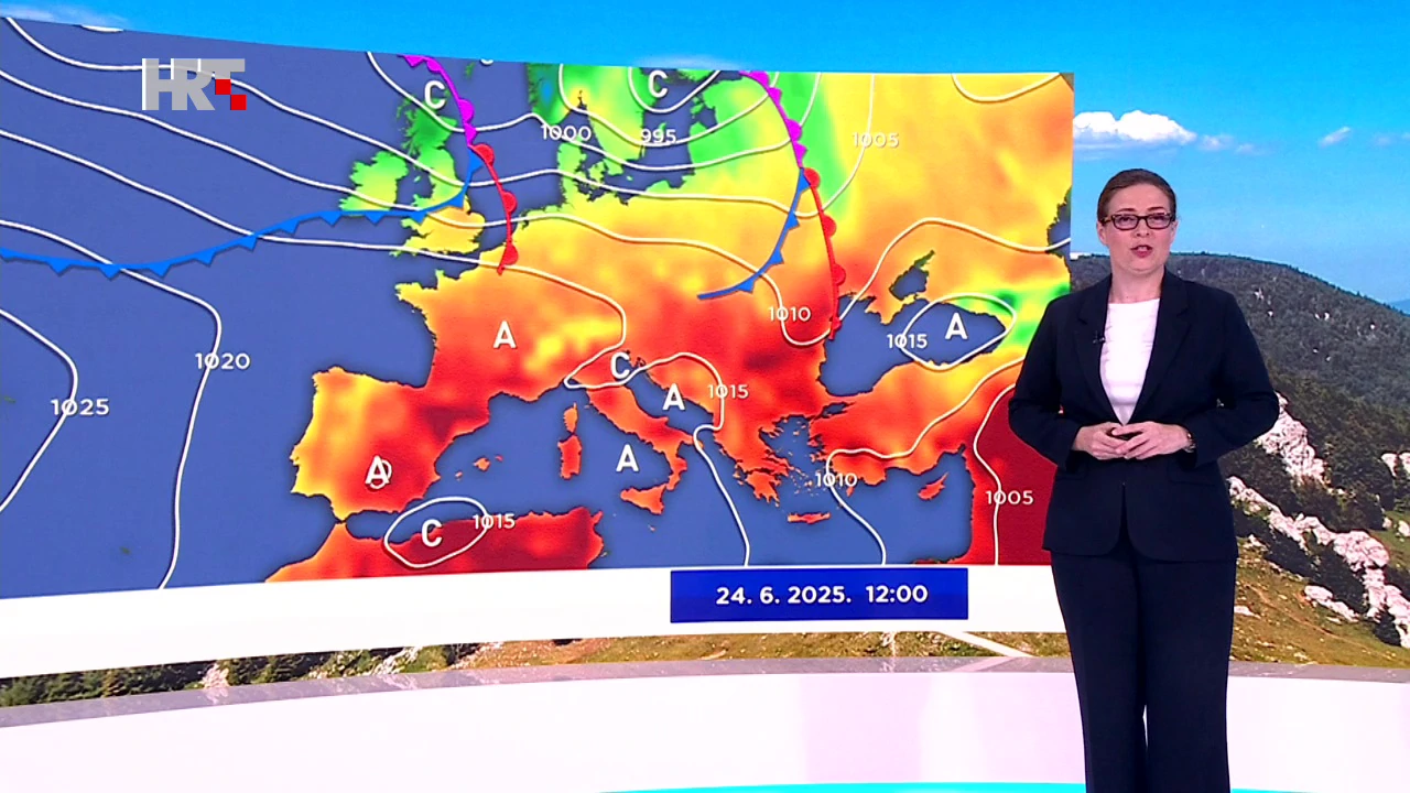 U utorak sunčano i vruće, temperature do 34°C, lokalno mogući pljuskovi ...